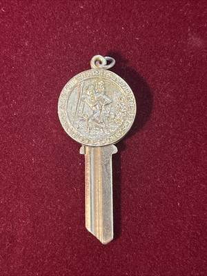 St Christopher Medal Sterling Key Silver Fob Chain Car Protection ...