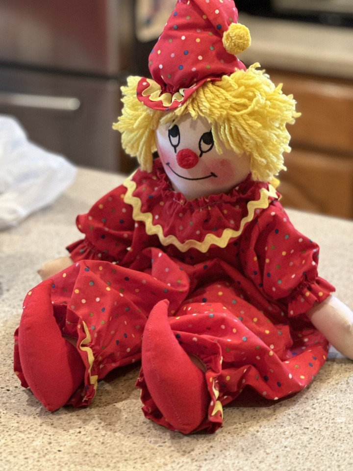RAG DOLL CLOWN CLOTH DOLL 24” VERY GOOD CONDITION- Unbranded | eBay