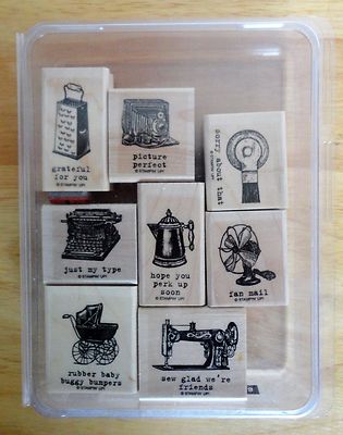 2008 Stampin Up PUNS FROM THE PAST 8pc RUBBER INK STAMP SET Vintage ...