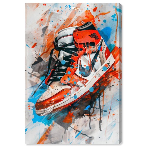 Colorful Splatter Sneaker Gallery Wrapped Sneaker 1 Piece Canvas Wall ...
