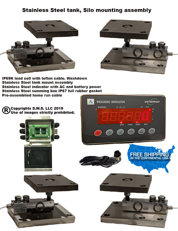 20K NTEP Load cell (4) Stainless Steel kit weigh module for Scale Tank ...