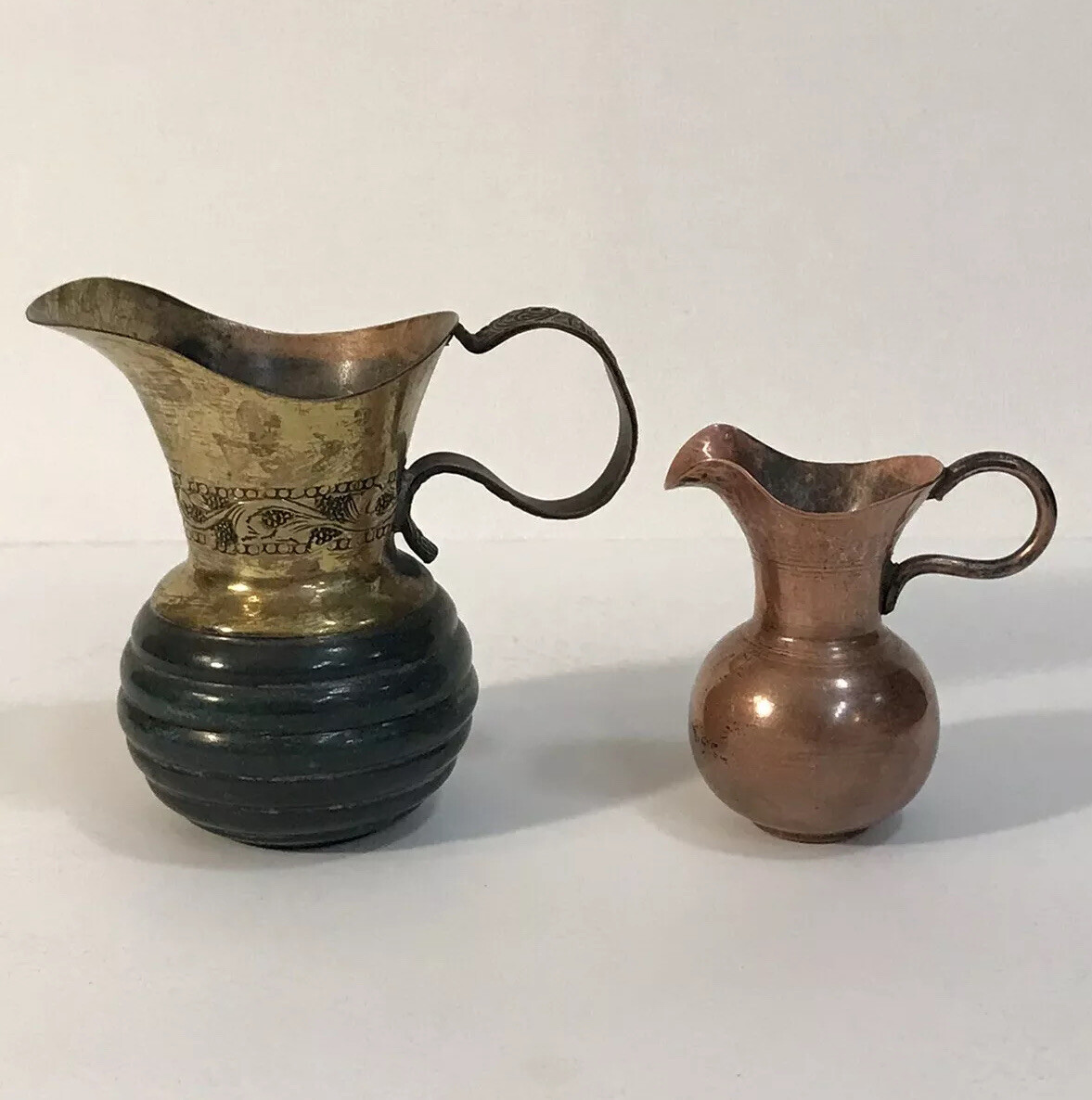Miniature Oil Pitchers Judaica Hebrew Hadap Israel Hammered Copper ...
