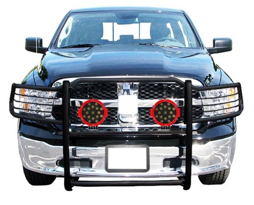 Black Horse Grille Guard Push Bar Modular Black w/7"LED fit 09-10 Dodge ...