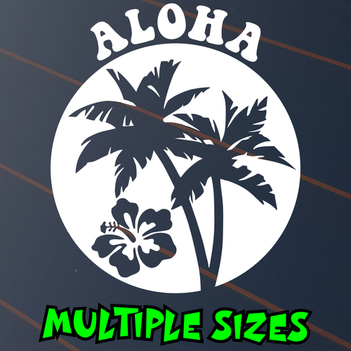 Aloha Sticker Car Decal Palm Tree Beach Caravan Sunset Van Summer ...