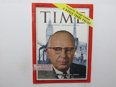 Time Magazine January 24, 1955- Presidential Adviser Joseph Dodge F1 | eBay