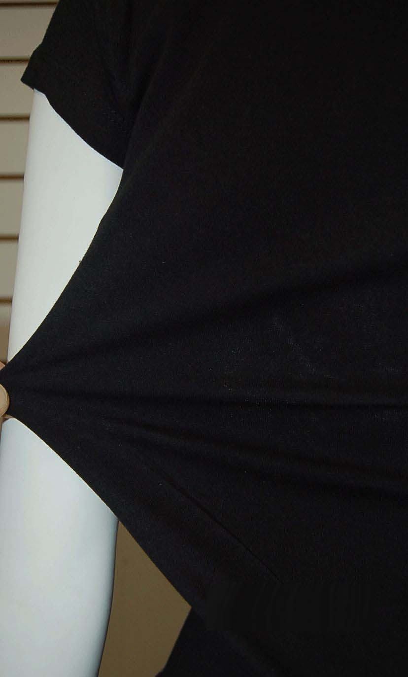 Cute Cut Out Ripped Arms & Front Short Sleeve Shirt Stretch Black SML ...
