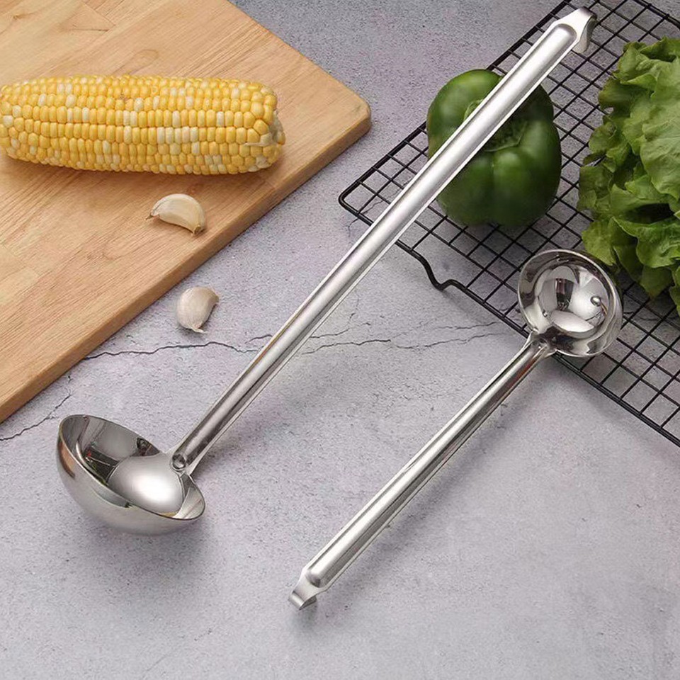 2 Pcs Soup Ladle Set Long Handle Measuring Spoon Ladles Serving Metal ...