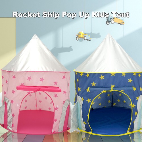 Rocket Ship Pop Up Kids Tent Foldable Space Themed Playhouse Tent ...
