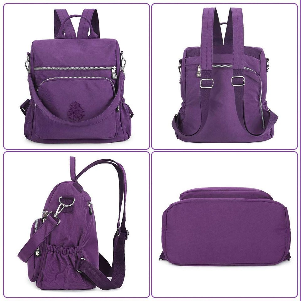 Waterproof Backpack Women Purse Nylon Shoulder Rucksack Small School ...