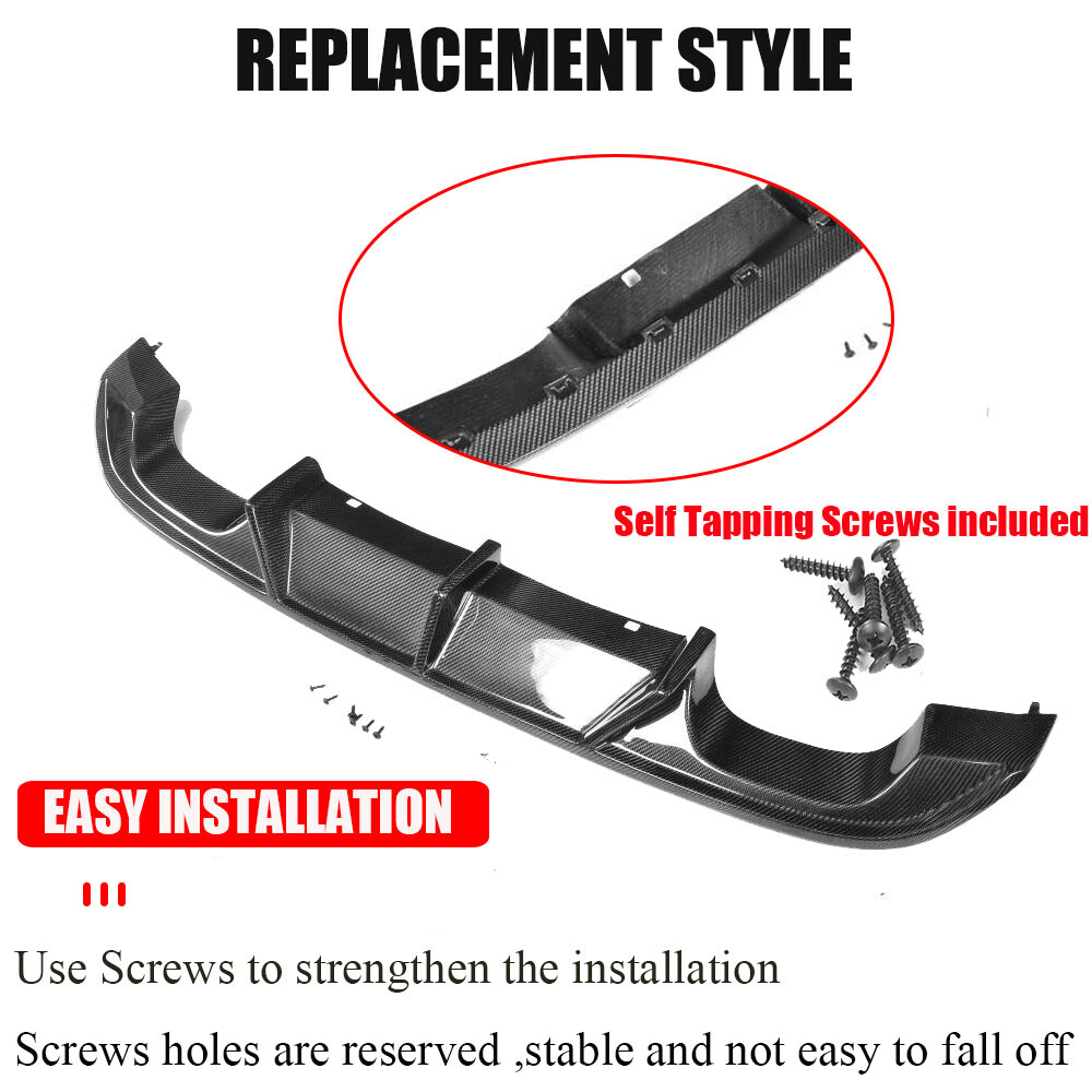 Fits VW GOLF 7 VII MK7 R R-LINE 2014-2017 Carbon Fiber Rear Bumper ...