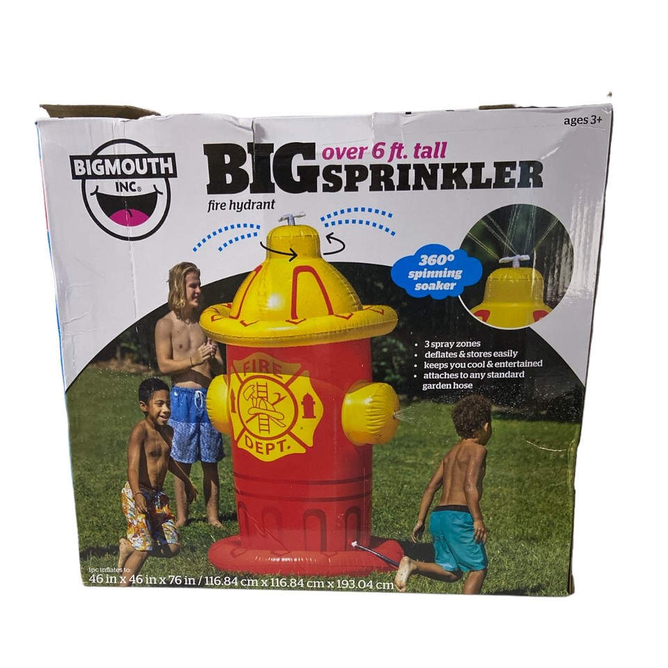 BigMouth Giant Inflatable Fire Hydrant Splash Zone Sprinkler, 76", Red ...