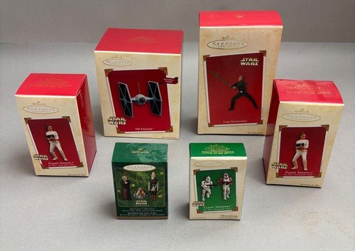 Hallmark Keepsake Ornament Star Wars Lot Of 6 Yoda Tie Fighter Luke ...