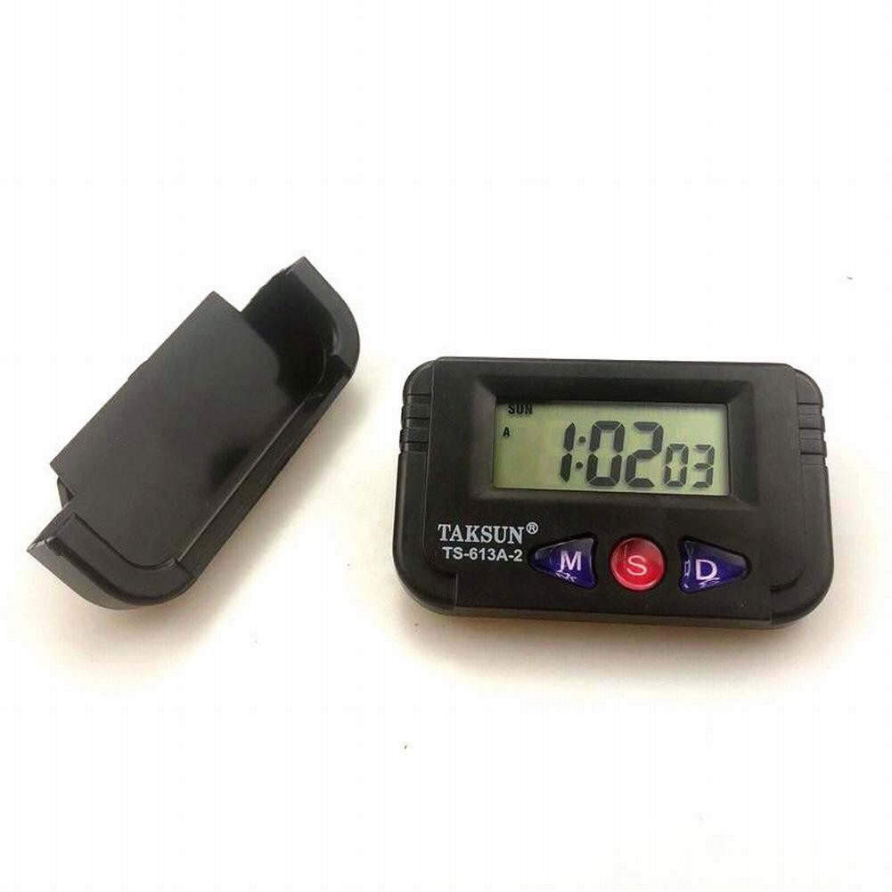 Black Car Dashboard Desk Alarm Clock Digital Stopwatch Flexible Stand ...
