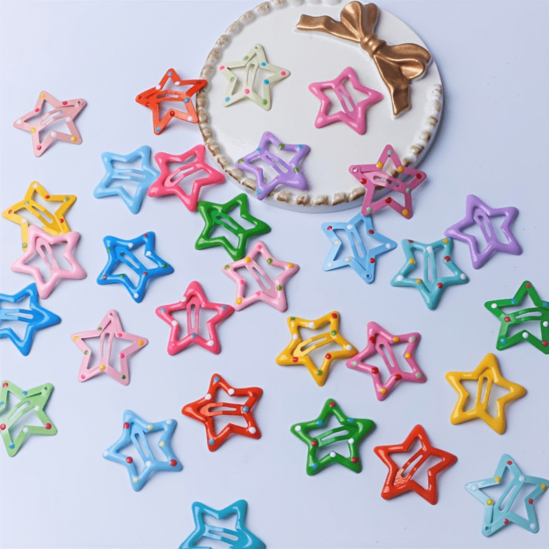 Cute Star Hair Pins Girl Clips Various Mixed Color Hairpins Claws Kids ...