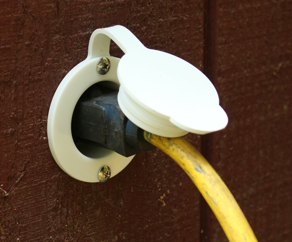 Trailer 15A 110 120V Ac RV Marine Power Flanged Inlet Port Plug + 20 ...