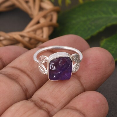 Raw Amethyst Engagement Ring