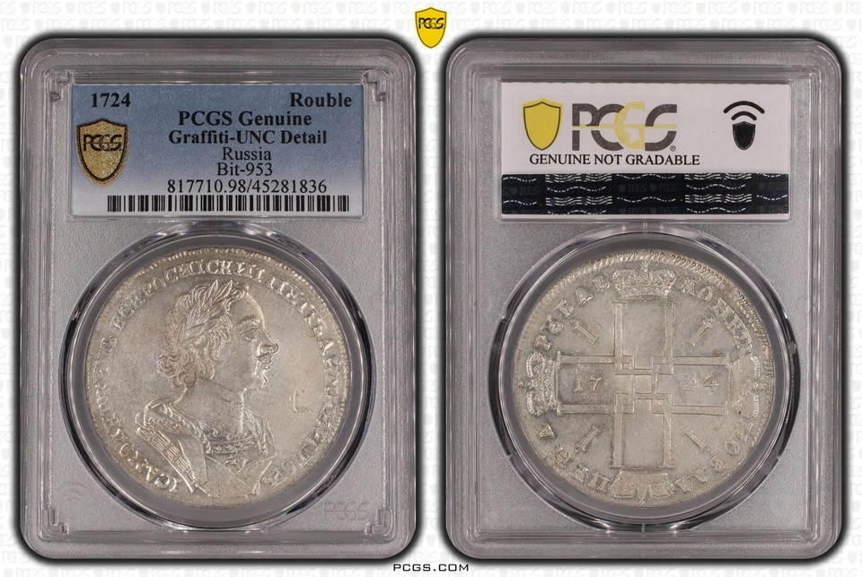 Russia Ruble 1724 IN Holder PCGS UNC Details Good nswleipzig | eBay