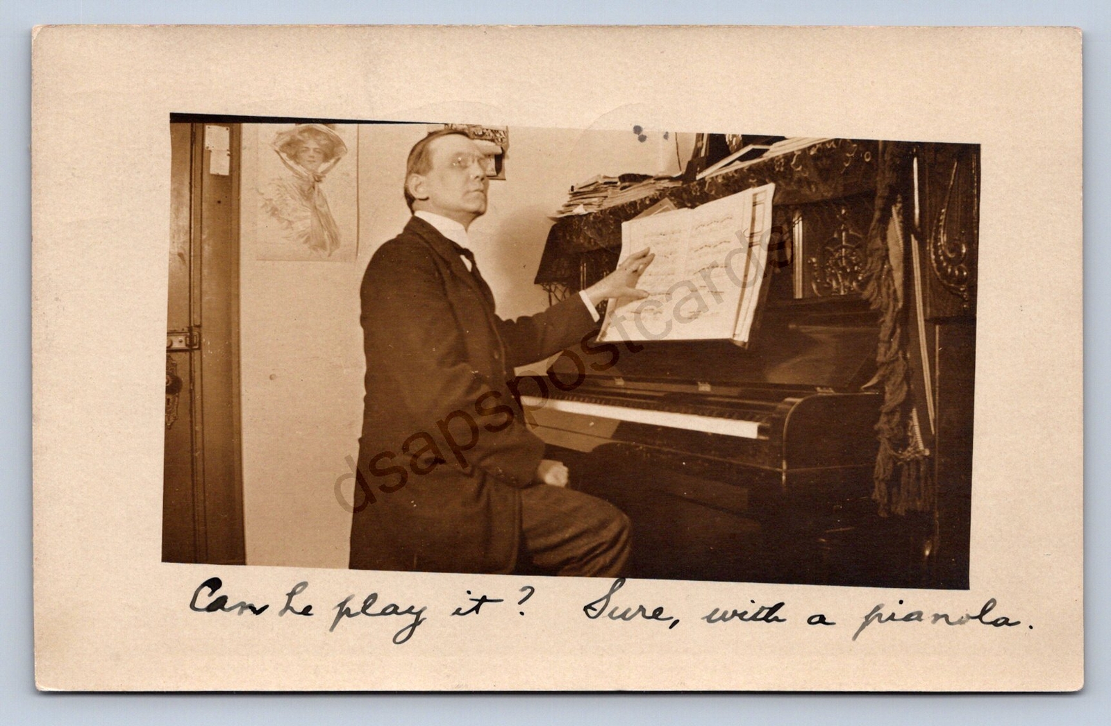 J89/ Butte Montana RPPC Postcard c1910 Home Interior Piano Player 326 | eBay