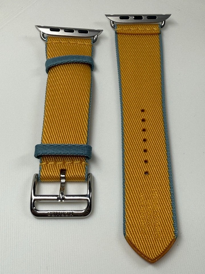 Apple Watch HERMÈS 45mm Jayne d’/ Bleu Jean Textiles Band GENUINE | eBay