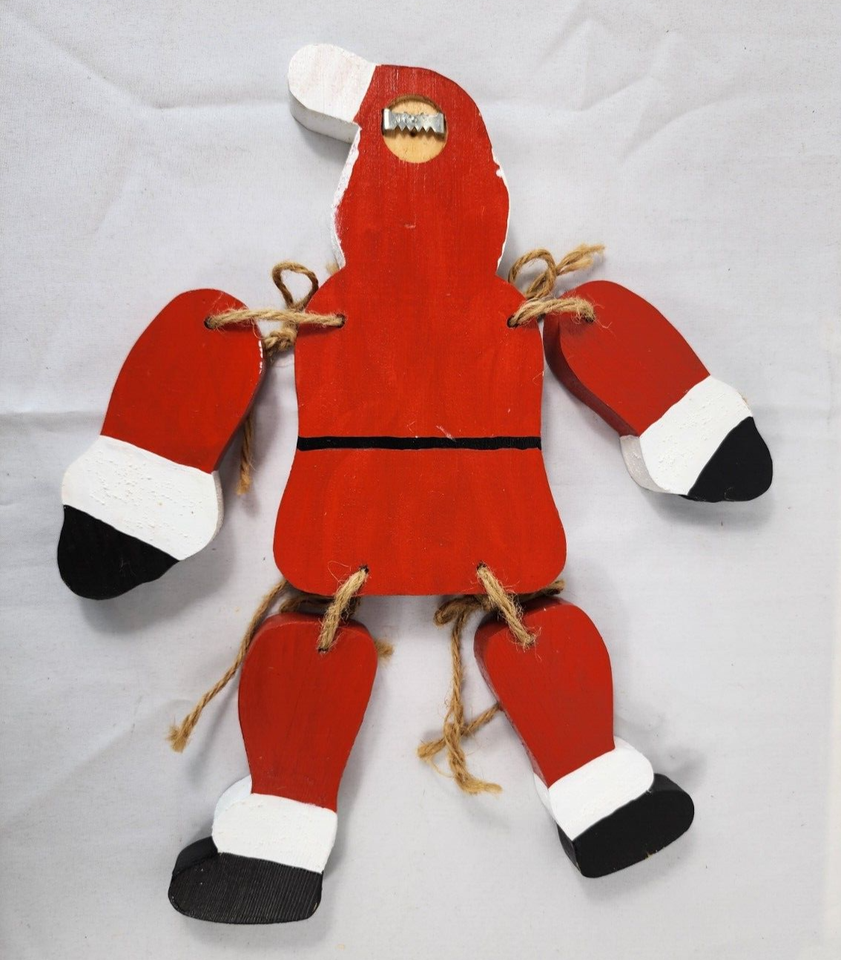 Hanging Wooden Santa Moveable Arms & Legs 13" Tall handcrafted ...