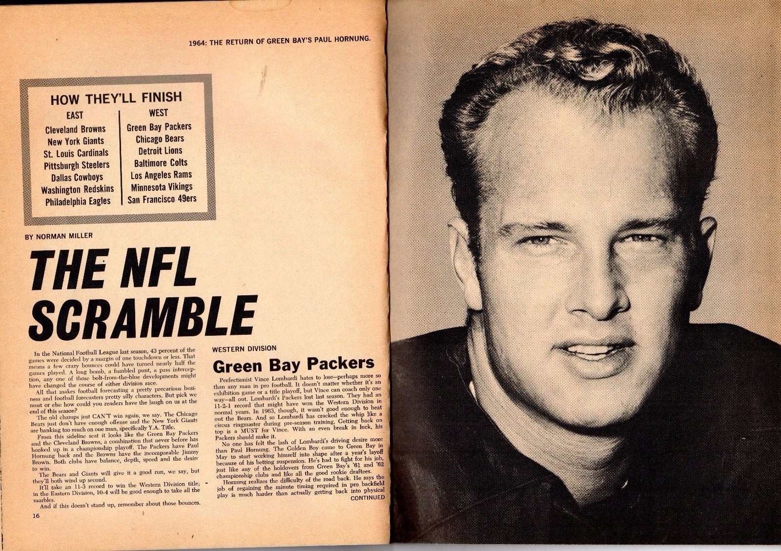 1964 Touchdown magazine football Keith Lincoln Chargers Ron Bull ...