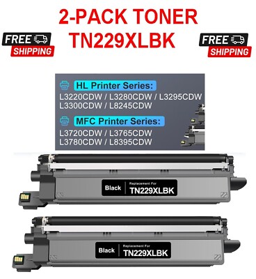 2-PACK TN229XL TN229 Toner Cartridge Black Compatible fit Brother ...