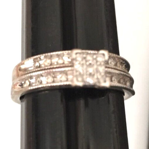 WOW Ring MARKED P4SR Platinum Gold SILVER Size 7.5 DIAMOND Wedding Band ...