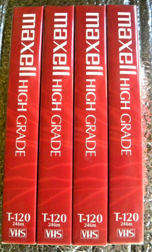Maxwell High Grade T-120 6 Hour Video Cassette Tapes Lot of 4 VHS ...