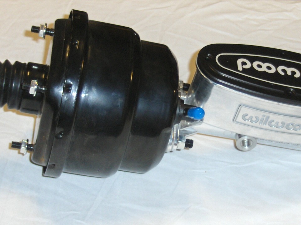 8" Black Street Rod Dual Power Brake Booster + Polished Wilwood Master ...