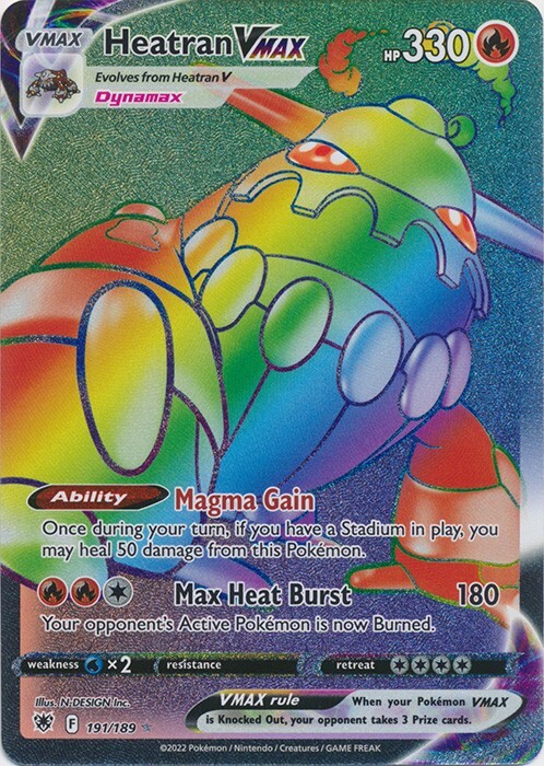 Heatran VMAX 191/189 Astral Radiance Rainbow Secret Rare Pokemon TCG ...