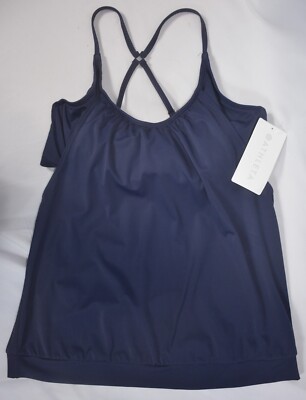 NWT MSRV $79 Athleta Size 36B/C Dress Blue Blousy Tankini Swimsuit Top ...