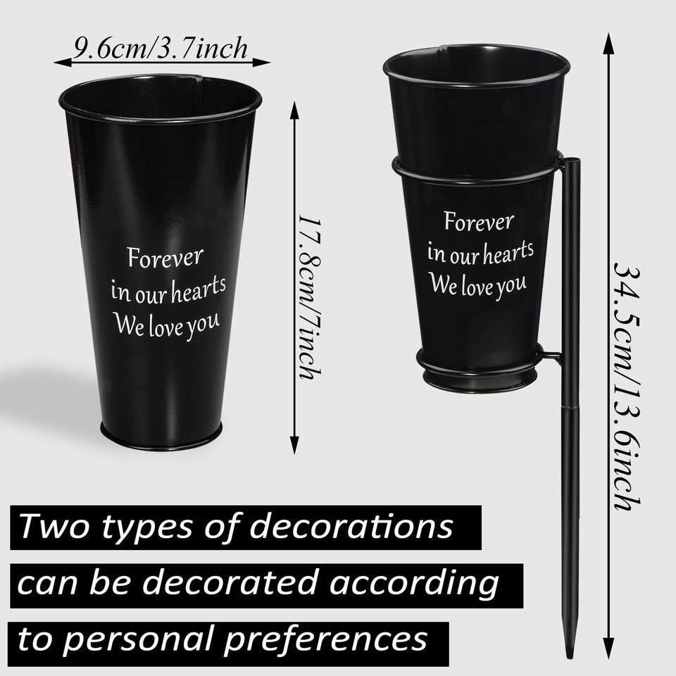 Metal Cemetery Vase Flower Holder with Spikes in Ground Grave Vases for ...