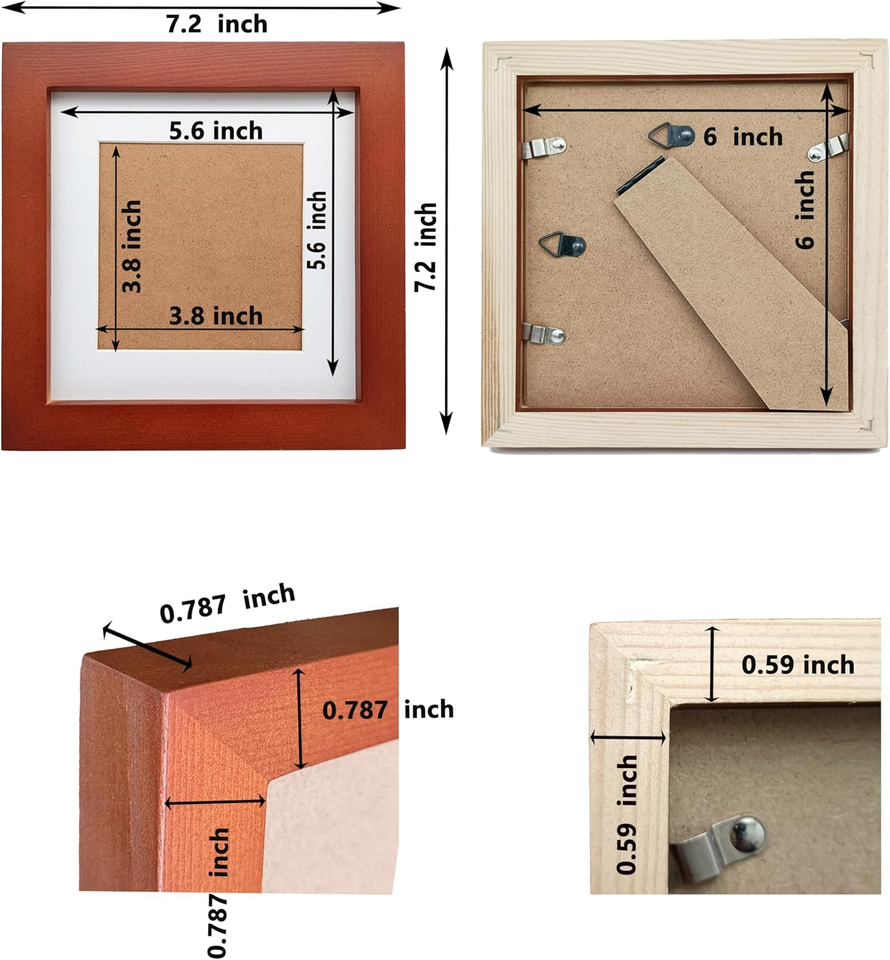Brown 6X6 Picture Frames with 4X4 Opening Mat.Brown 6X6 Square Photo ...