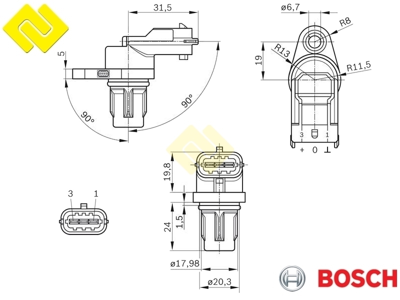BOSCH 0232103052 CAMSHAFT POSITION SENSOR 0281002667 ,93183528 ...