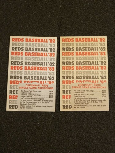 1982 Cincinnati Reds Baseball Game Ticket Stubs | eBay