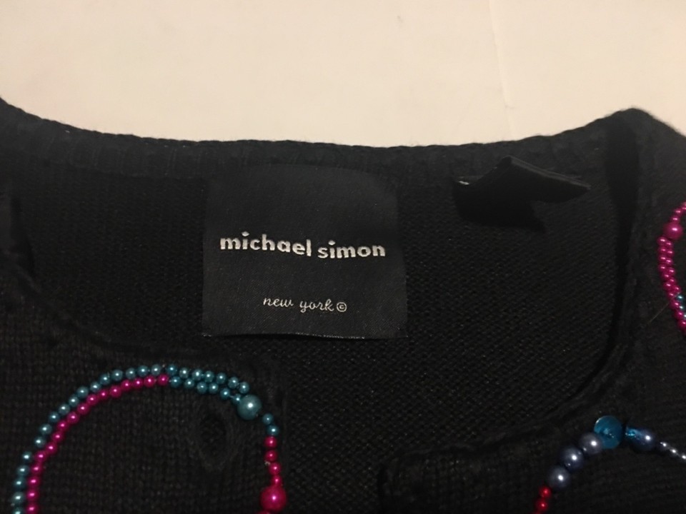 Michael Simon New York Numbers Embellished Cardigan Sweater Size Small ...
