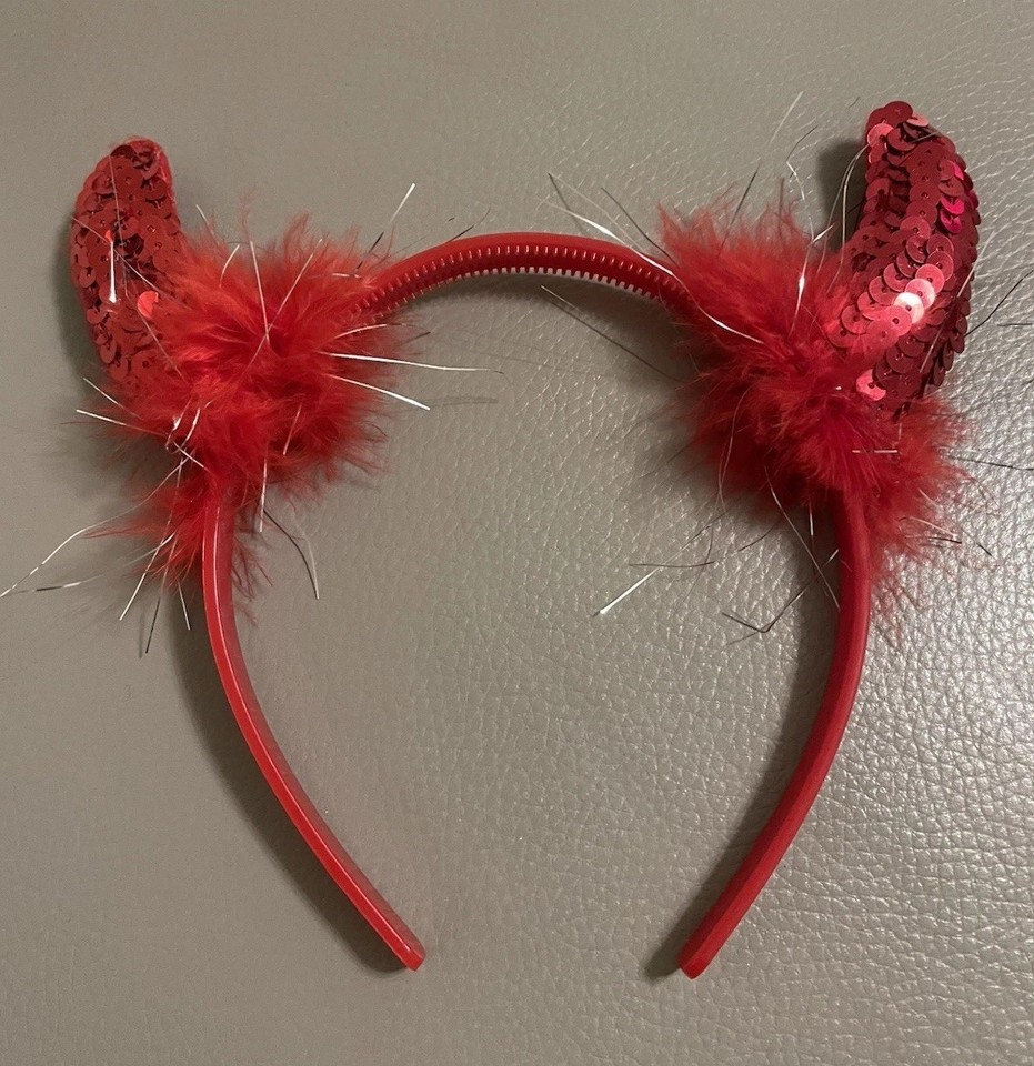 Red Devil Horns Head Band And Bat Earrings | eBay UK