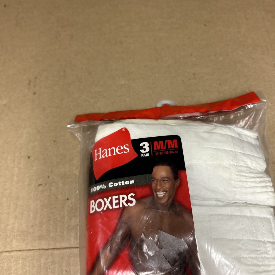 2003 Vintage Hanes Medium (34-36) White Full Cut Boxers 3-Pack 100% Cotton | eBay