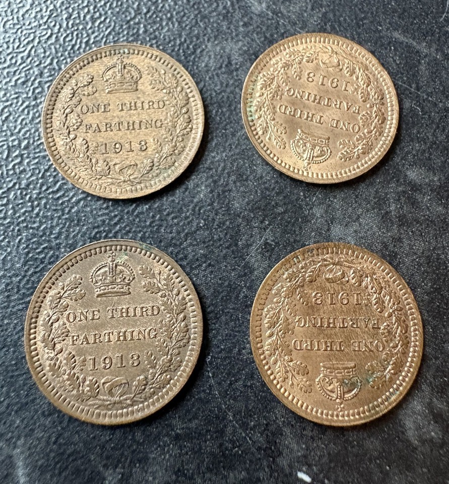 4x 1913 George V 1/3 One Third Farthing Coins UK | eBay UK