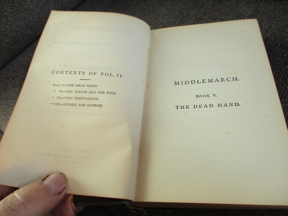 George Eliot's Works MIDDLEMARCH 2. hardcover book OLD NO Copyright ...