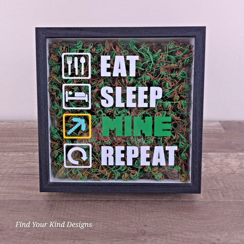 Filament Waste Shadow Box Art- 8 x 8 inch Handmade Eco Decor w/ MINE ...