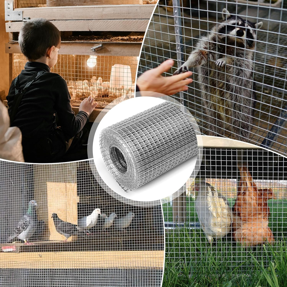 Hardware Cloth 1/4 Galvanized Wire Mesh Roll 4" x 20' (23 GA) - Chicken ...