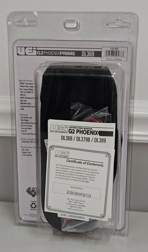 NEW Multimeter UEi Test Instruments DL369 Digital Clamp-On Meter G2 ...