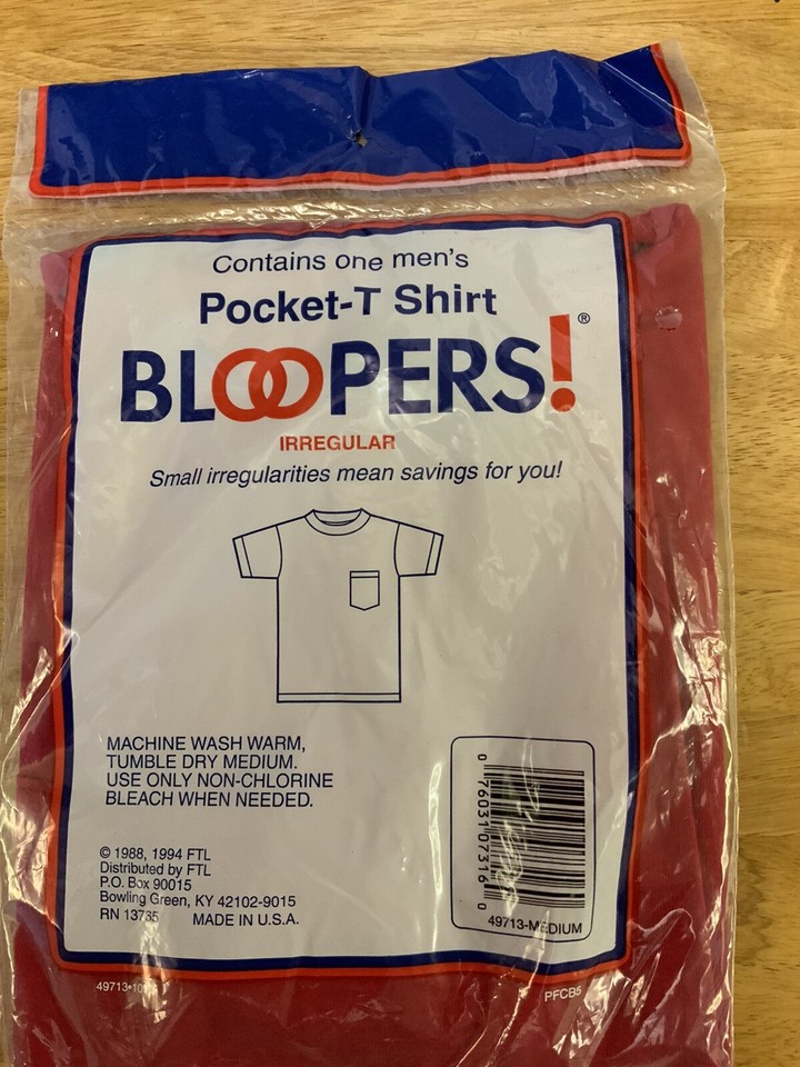 Deadstock Bloopers Irregular t shirt mens M RED single stitch short ...