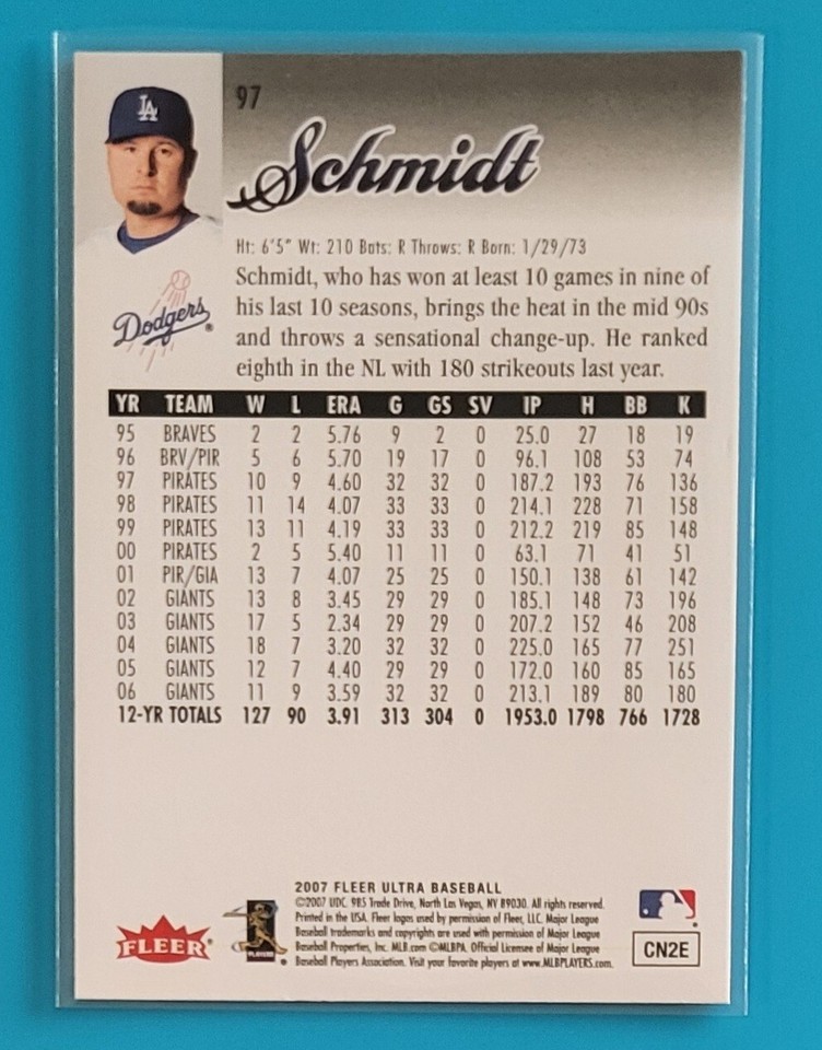 2007 Fleer Ultra #97 Jason Schmidt Los Angeles Dodgers Baseball Card | eBay