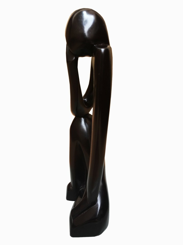 Wooden Hand Crafted Thinking Man Figure Hand Carved Ghanaian Sculpture ...
