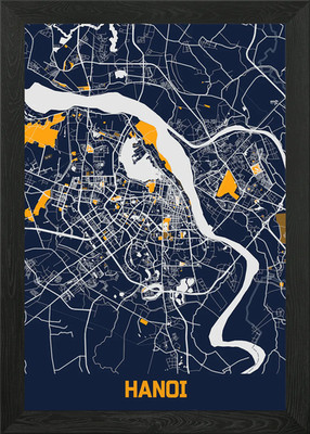 Hanoi Bluefresh Map Framed Wall Art Poster Canvas Print Picture | eBay UK