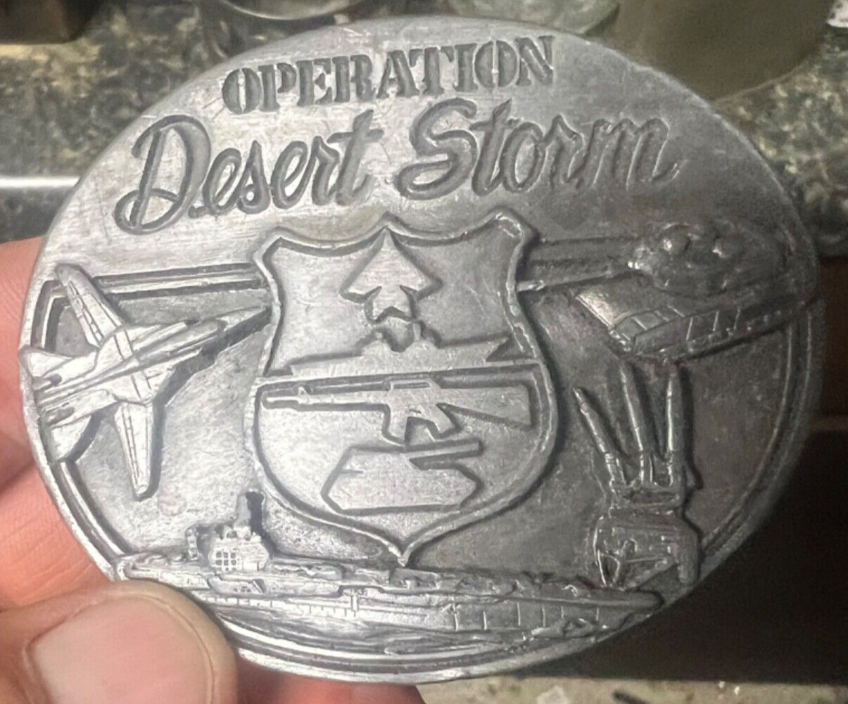 1991 Operation Desert Storm Belt Buckle Army Navy Air… - Gem