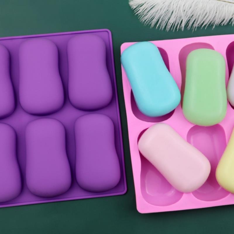 6 Cavity Silicone DIY Handmade Oval Silicone Mold for Soap Bar Making ...