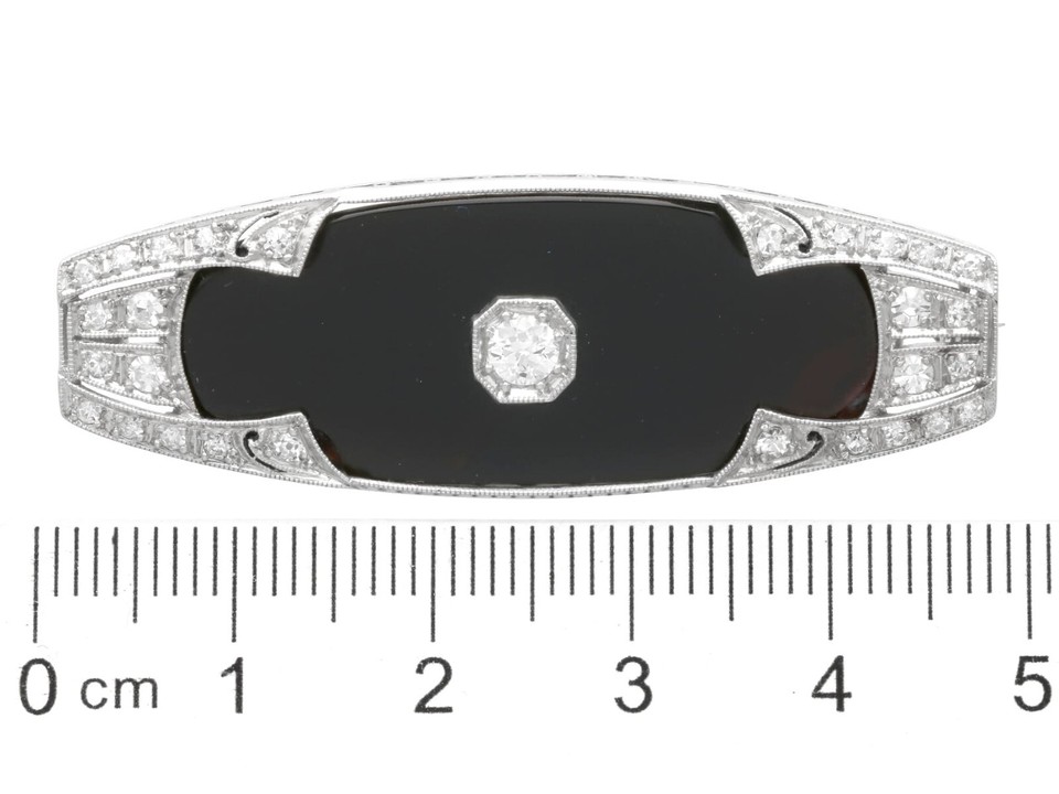 Art Deco 11.20Ct Black Onyx and 0.91Ct Diamond Platinum Brooch Circa 1920 | eBay